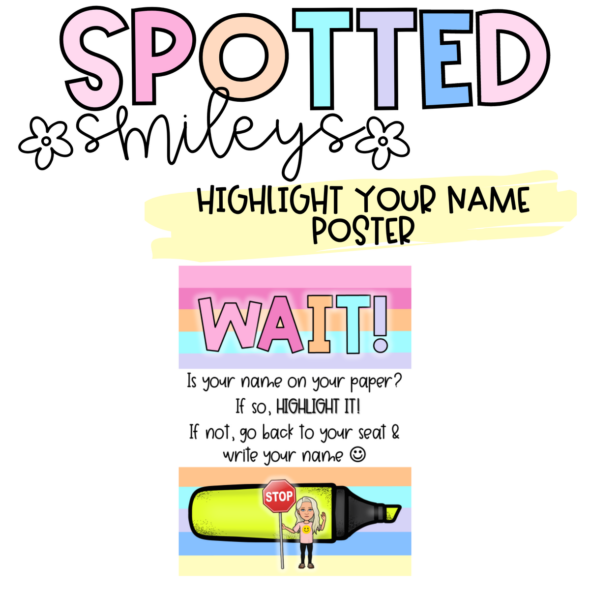Highlight Your Name Poster | SPOTTED SMILEYS | DIGITAL DOWNLOAD ...